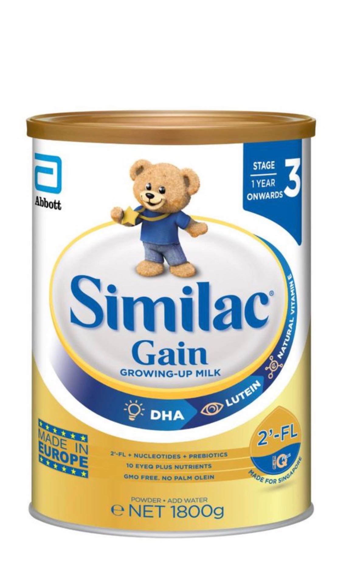 Abbott Similac Gain Growing Up Milk Formula - Stage 3 (1-3 years) 1.8kg ...