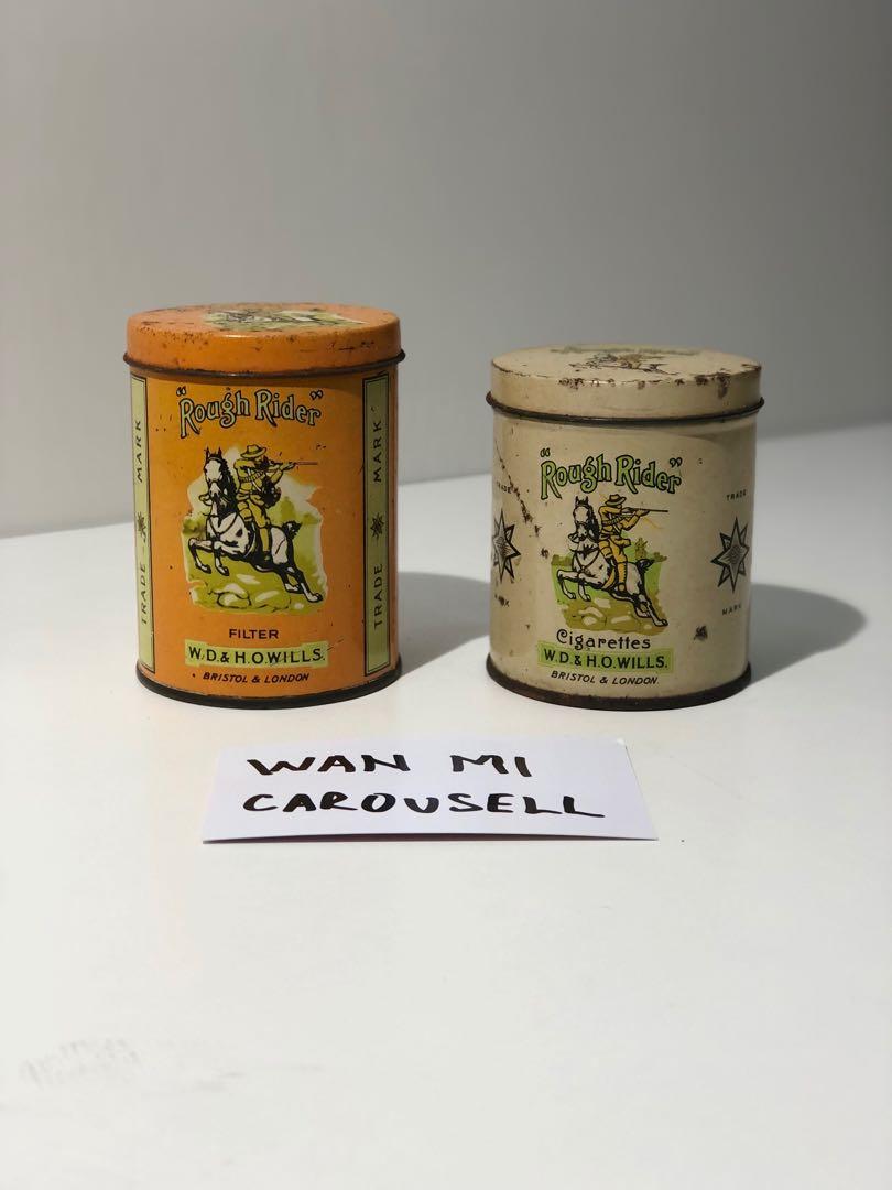 2 version antique vintage antik tin rokok lama rough rider old ...