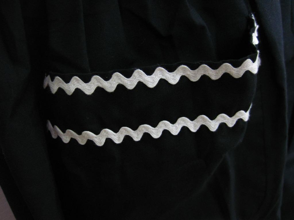 Betsey Johnson black cotton dress with white ric rac/rickrack trim ...