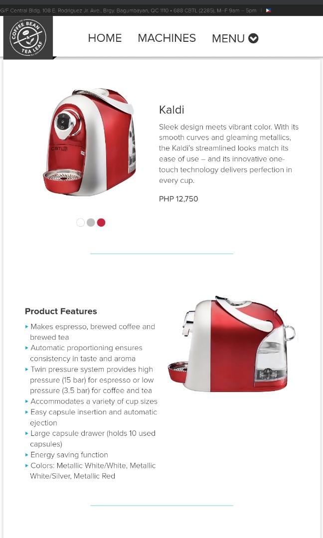 Coffee Bean & Tea Leaf Kaldi Coffee Machine, Furniture & Home Living ...