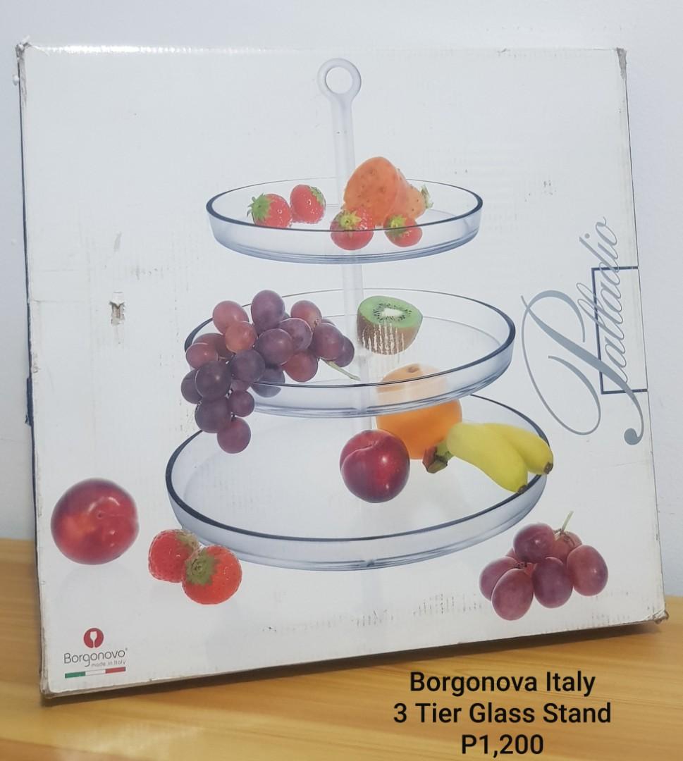 Glass Fruit Stand 3-tier Italy, Furniture & Home Living, Kitchenware ...
