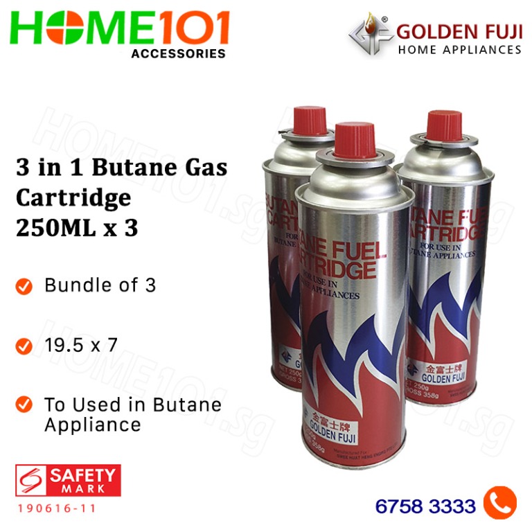Golden Fuji Butane Gas Cartridge [3 in 1 Pack], TV & Home Appliances ...