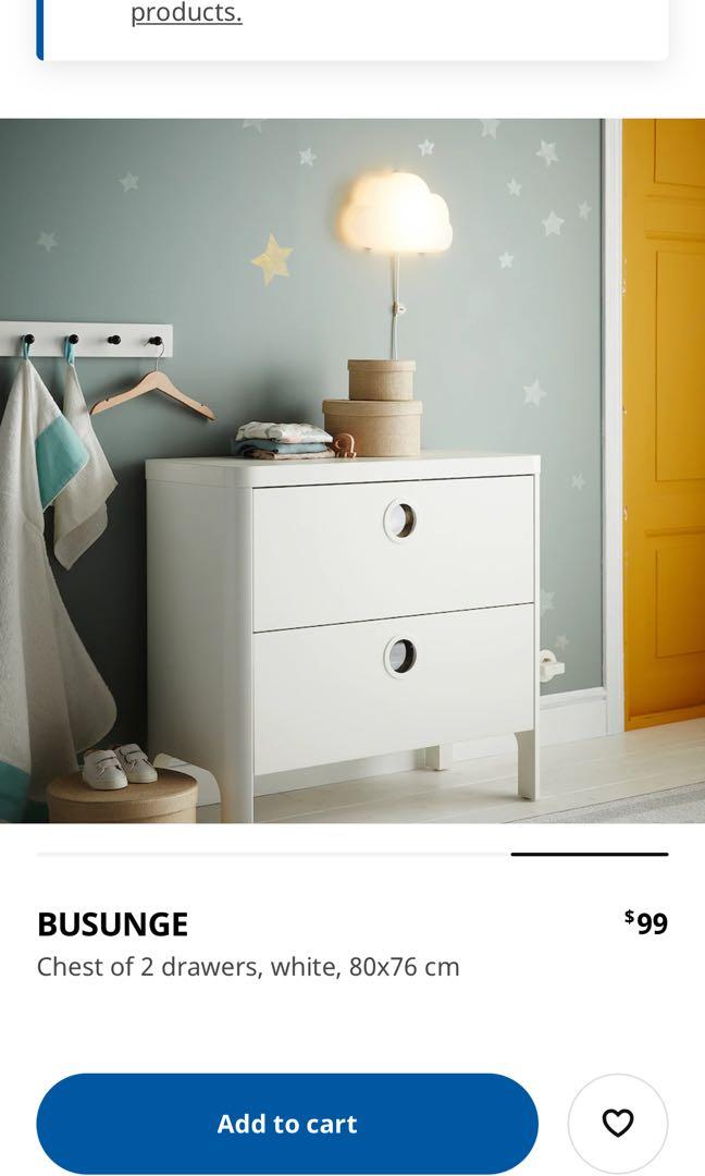 IKEA BUSUNGE Chest of 2 Drawers, Babies & Kids, Baby Nursery & Kids ...