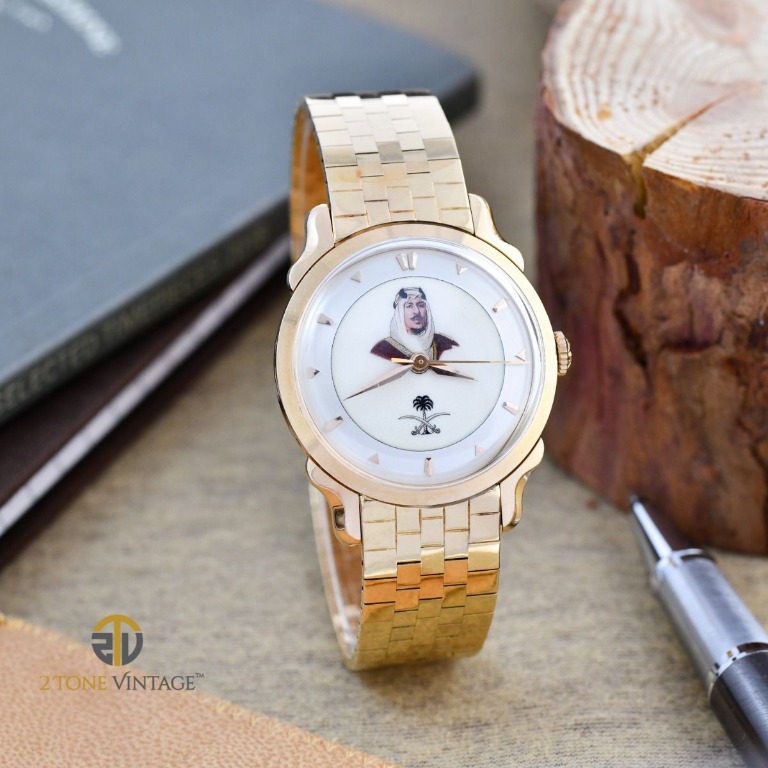 Longines Pink enamel dial depicting King Ibn Saud of Saudi Arabia ...