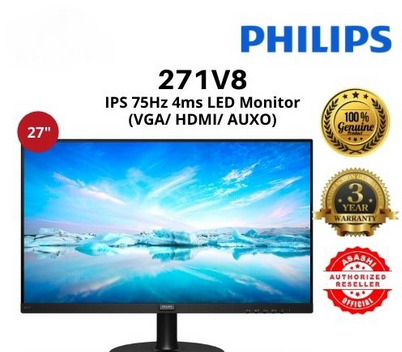 Philips 271V8 27" IPS 75Hz 4ms LED Monitor (VGA/ HDMI/ AUXO), Computers & Tech, Parts ...