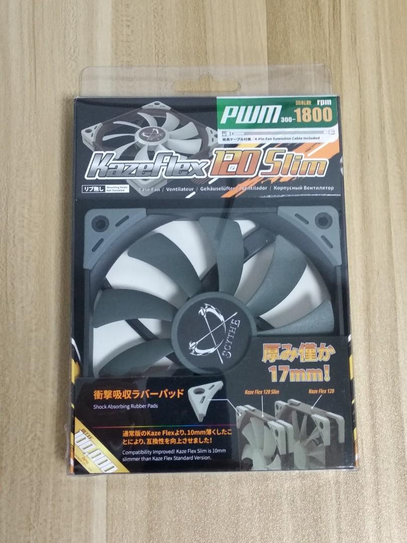 Scythe Kaze Flex 120mm Slim Fan, 300-1800RPM PWM, Quiet Case/CPU Cooler ...