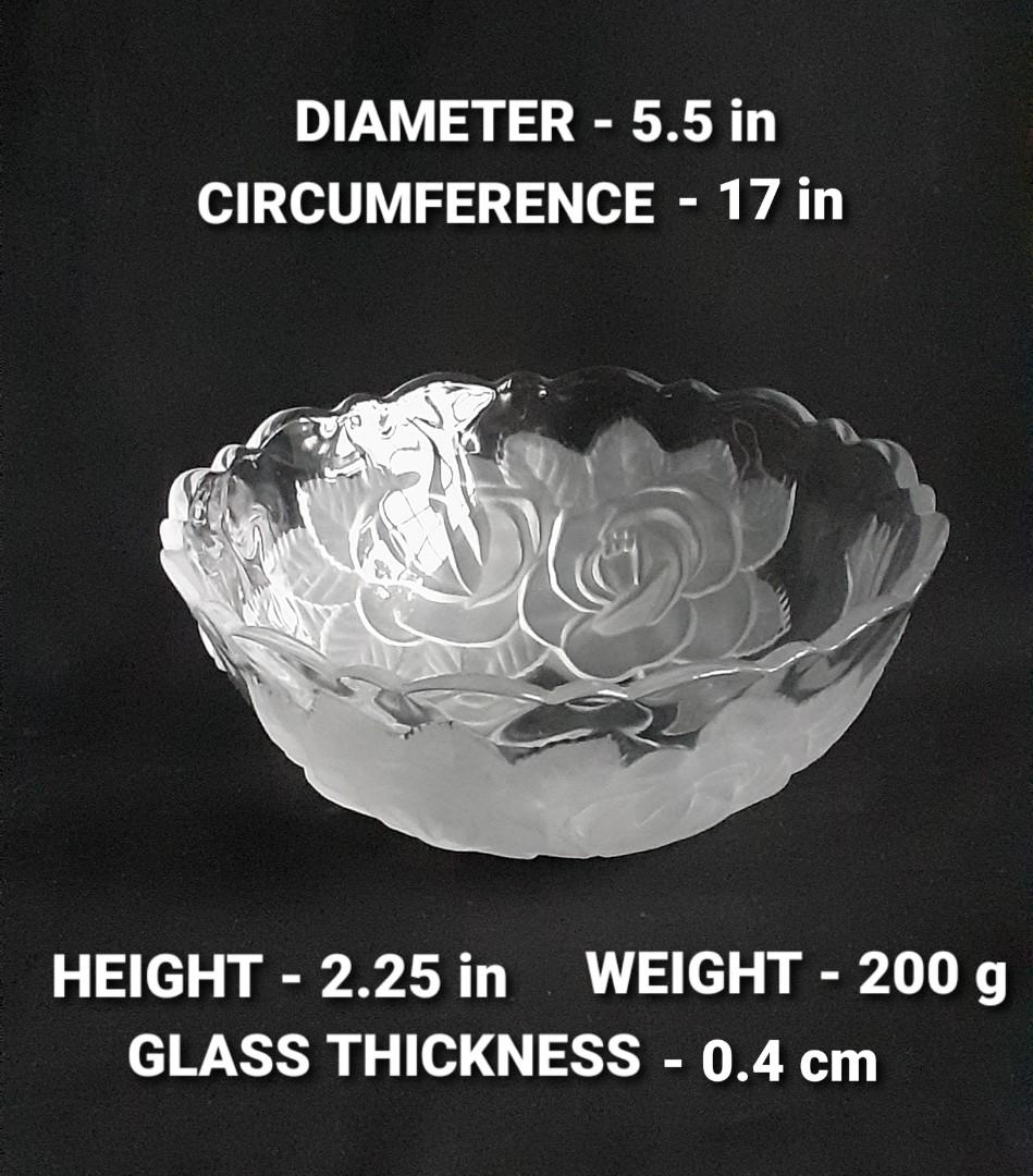 SOGA GLASS Mid Winter Rose Snow Rose serving/salad bowls, clear crystal ...