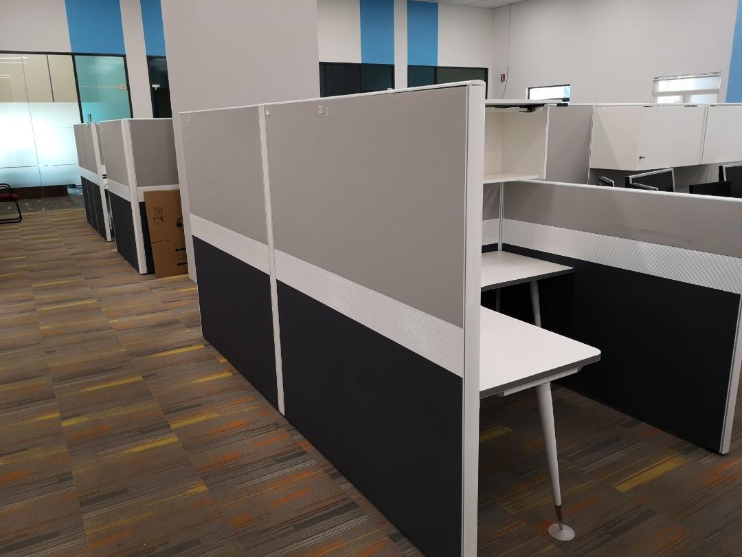 Table with partition divider system workstation, Furniture & Home ...