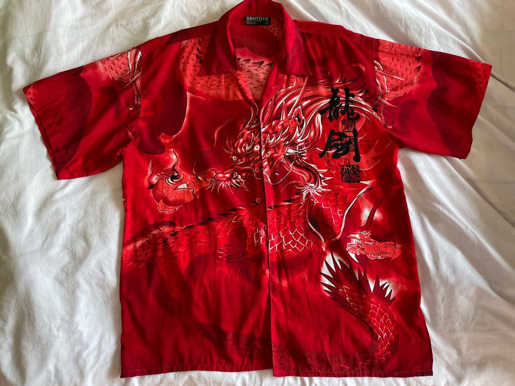 Vintage red dragon shirt BROTHER CLUB SHIRT, Men's Fashion, Tops & Sets ...