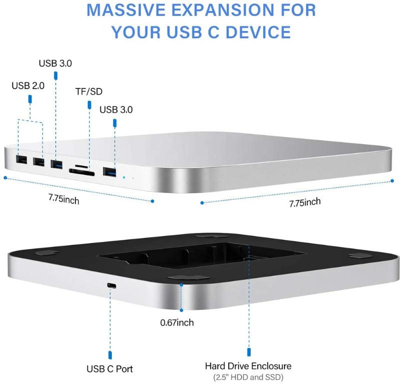 全新未開封 M1 Mac Mini USB-C Hub with Hard Drive Enclosure - 7 in 1 Docking ...