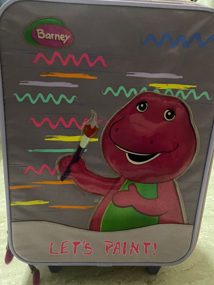 Barney kids luggage, Hobbies & Toys, Travel, Luggage on Carousell