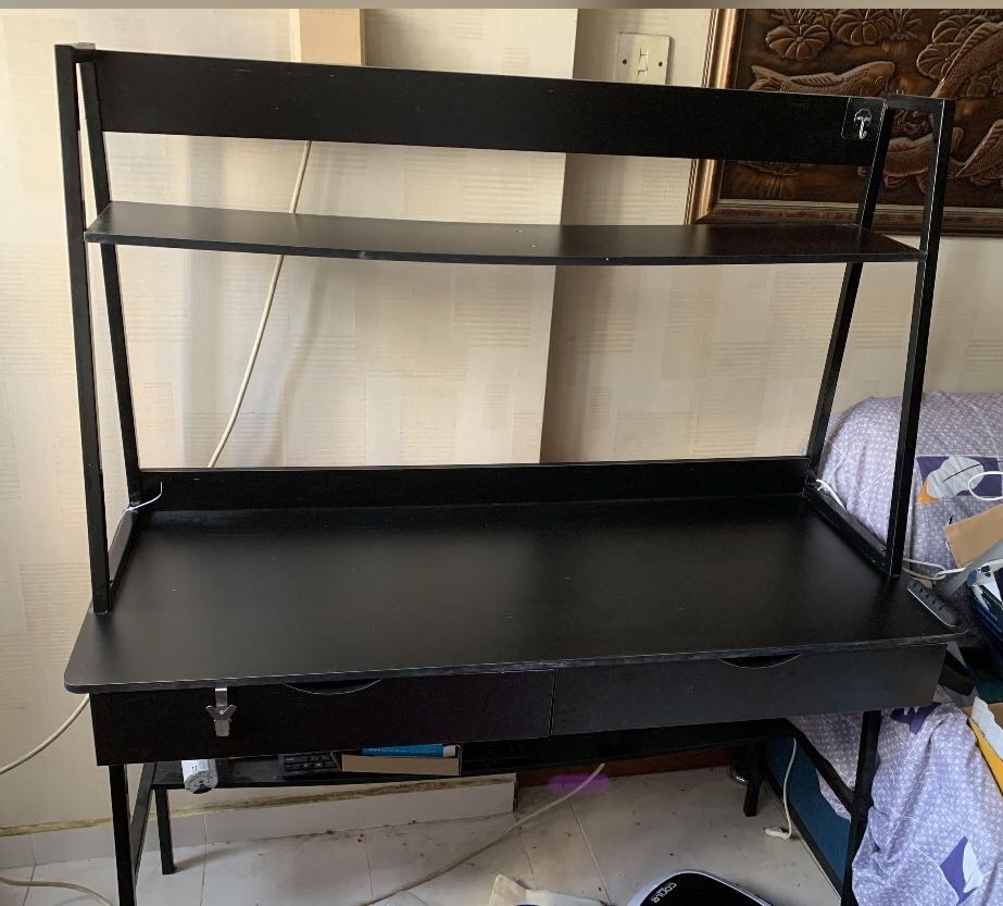 Black table. 3 tier computer table with drawers . Office table ...