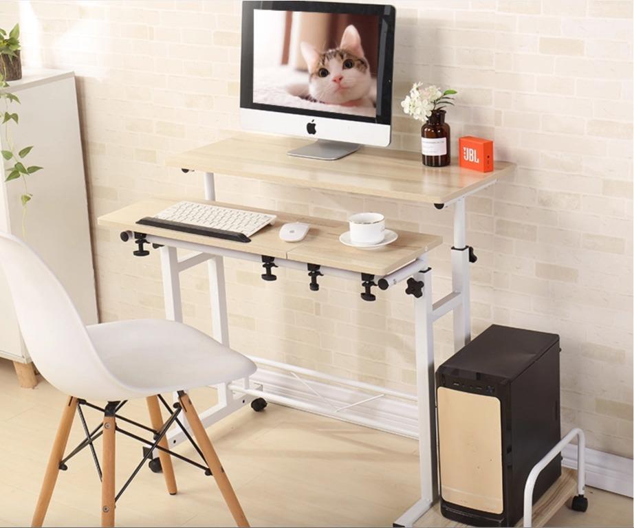 New Standing desk (can sit, 90-130CM adjustable height), Light Wood ...
