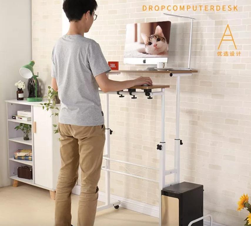 New Standing desk (can sit, 90-130CM adjustable height), Light Wood ...