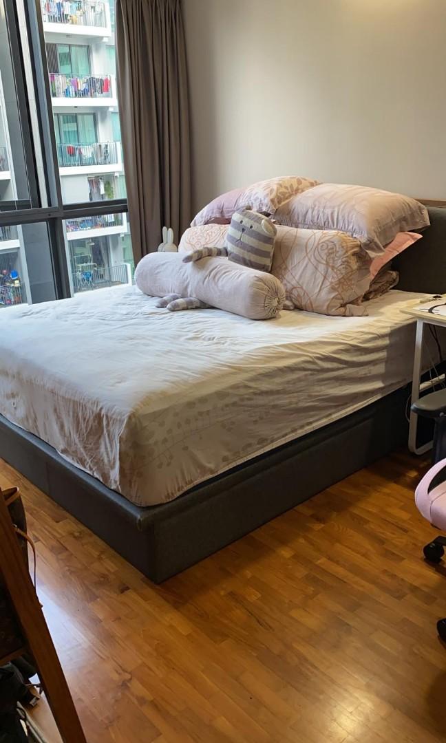 Cellini queen size bed frame with storage, Furniture & Home Living ...