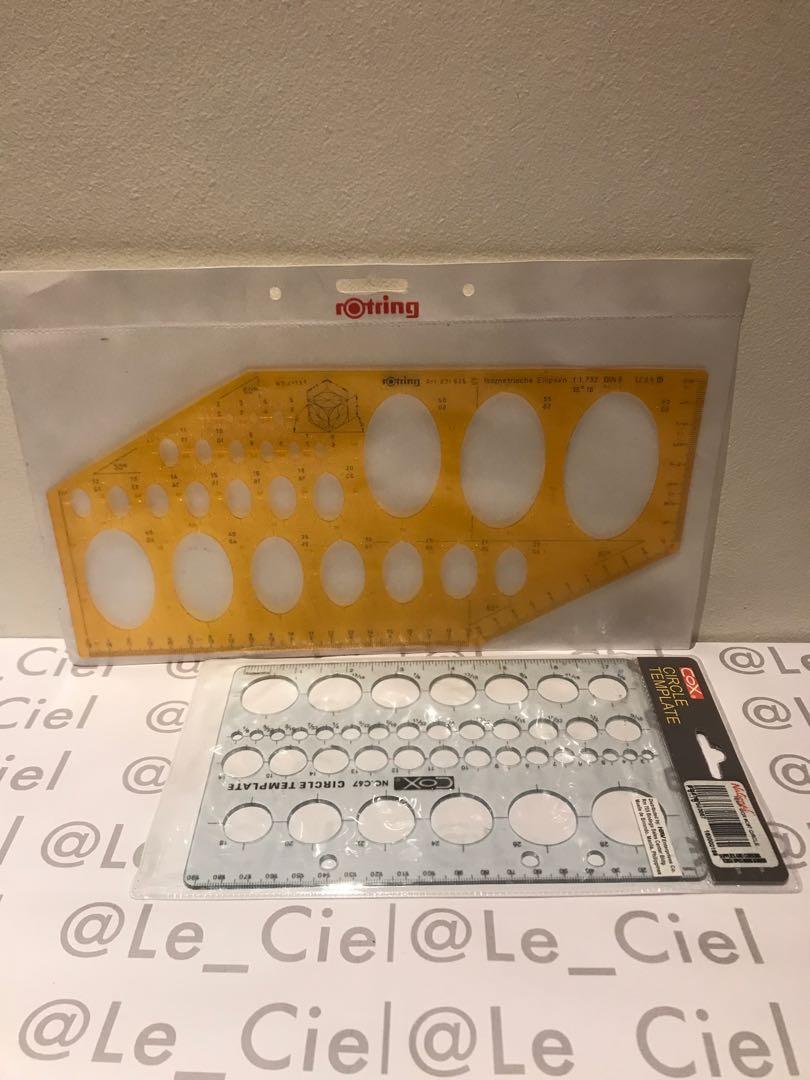 Circle Stencil Ellipse Stencil set Template Rotring COX 41, Hobbies ...