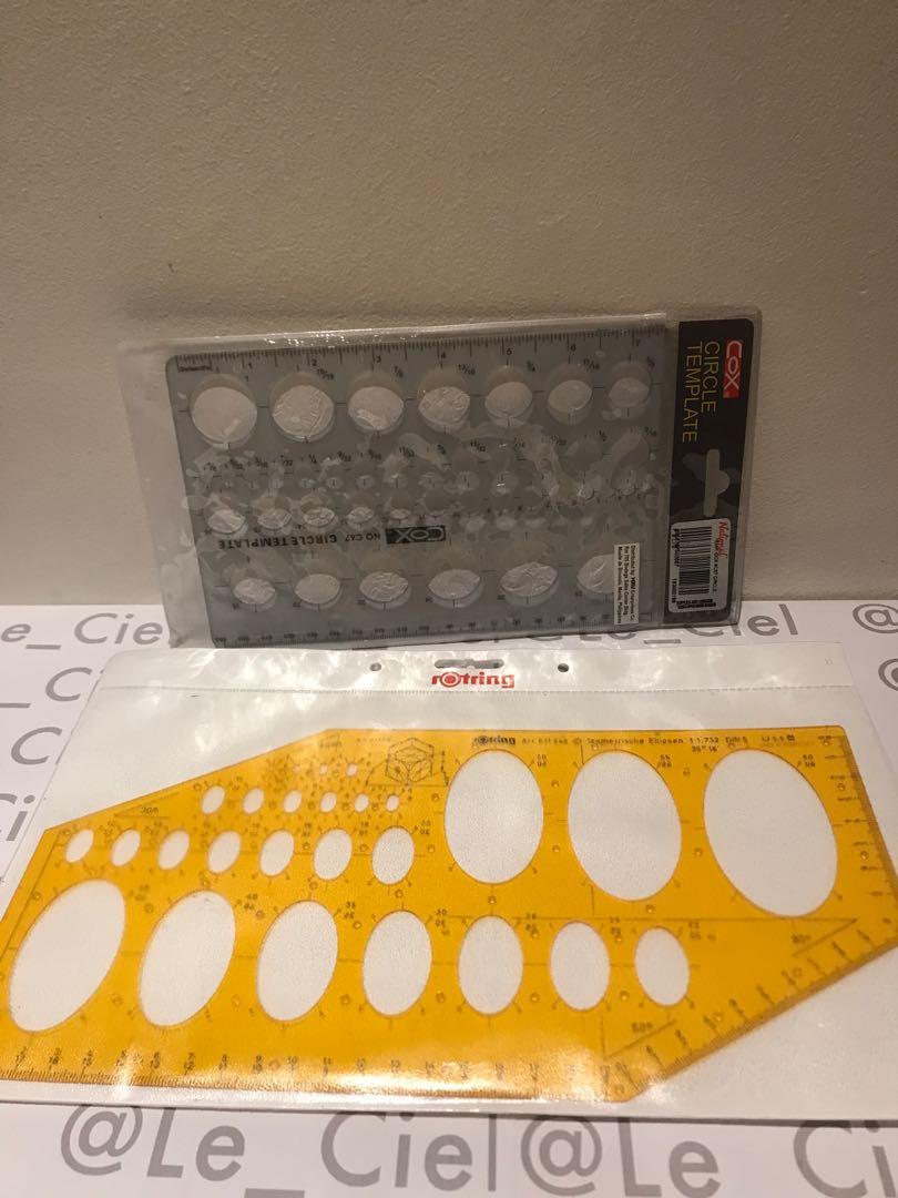 Circle Stencil Ellipse Stencil set Template Rotring COX 41, Hobbies ...