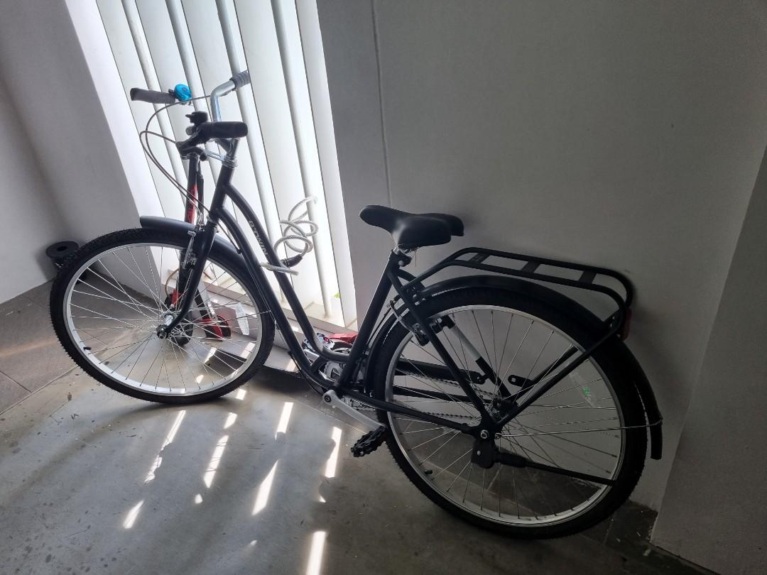 ELOPS 100 LOW FRAME 26IN SINGLE SPEED CITY BIKE - BLACK, Sports ...