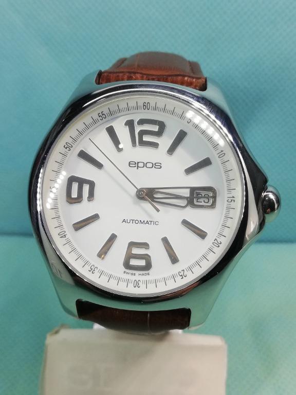 White dial Epos automatic 機械自動,鋼腕錶., 名牌, 手錶 - Carousell