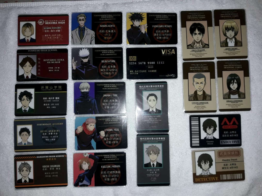 fanmade ID cards (Haikyuu!!, Jujutsu Kaisen, Millionaire Detective ...