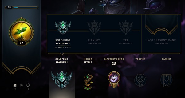 League of Legends Diamond 1 Elo Platinum 1 smurf SEA Garena Account ...