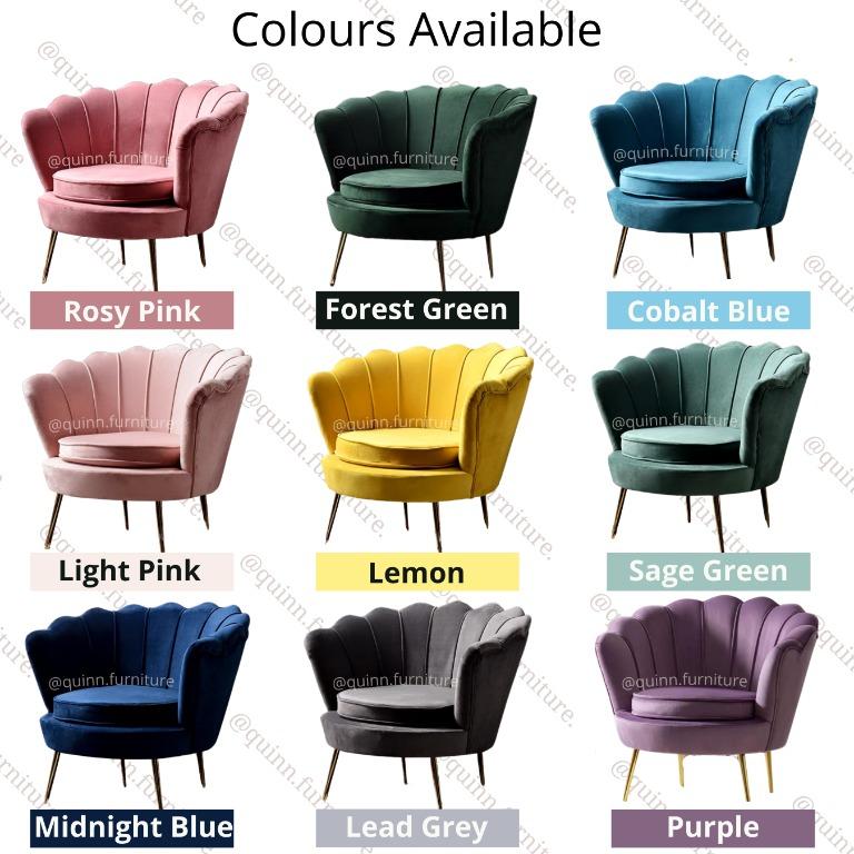 Scallop Velvet Sofa Princess armchair library lounge 3 seater 2 seater ...