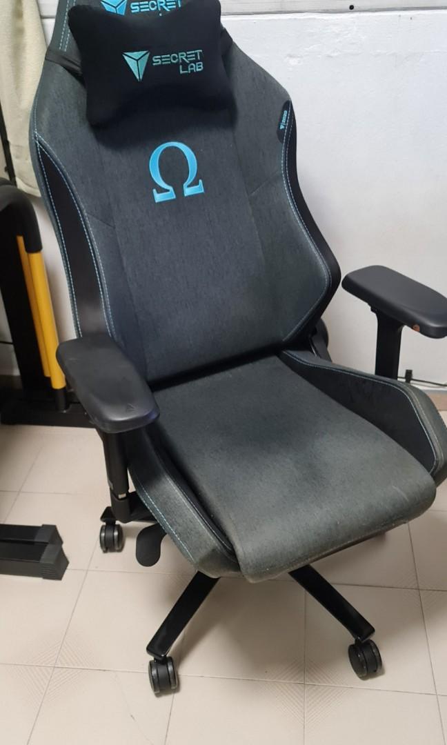 SecretLab Omega Fabric grey chair, Furniture & Home Living, Furniture ...