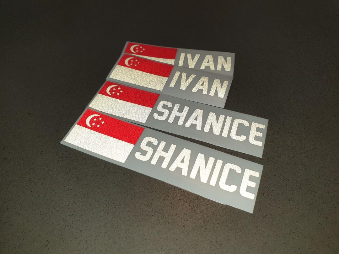 Singapore flag with name sticker, Hobbies & Toys, Stationery & Craft ...