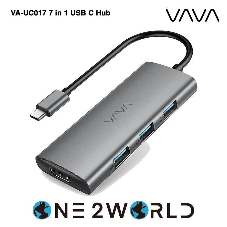 VAVA 7 in 1 USB C HUB, 4K USB-C to HDMI, 3 USB 3.0 Ports, SD/TF Cards ...