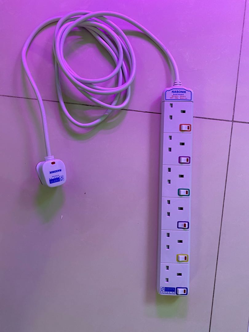 6 Way Extension Safety Socket, TV & Home Appliances, Electrical ...