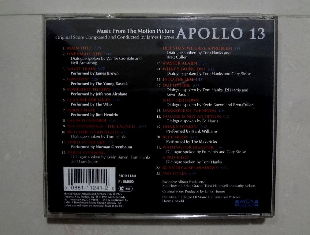 Apollo 13 CD Music From The Original Motion Picture Soundtrack, Hobbies ...