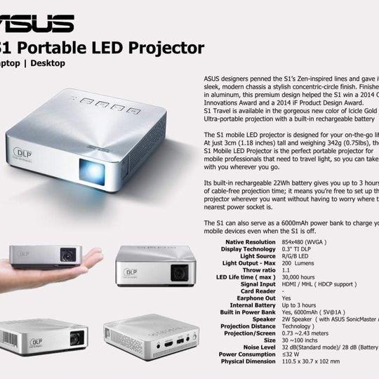 Asus S1 Portable Projector, TV & Home Appliances, TV & Entertainment ...