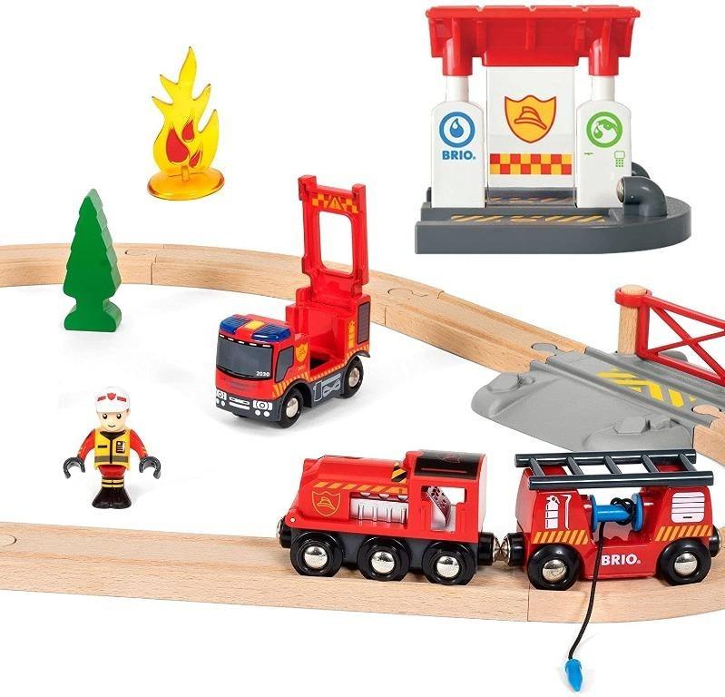 BNIB BRIO 33815 Rescue Firefighter Wooden Train Set, 18 Pieces with ...