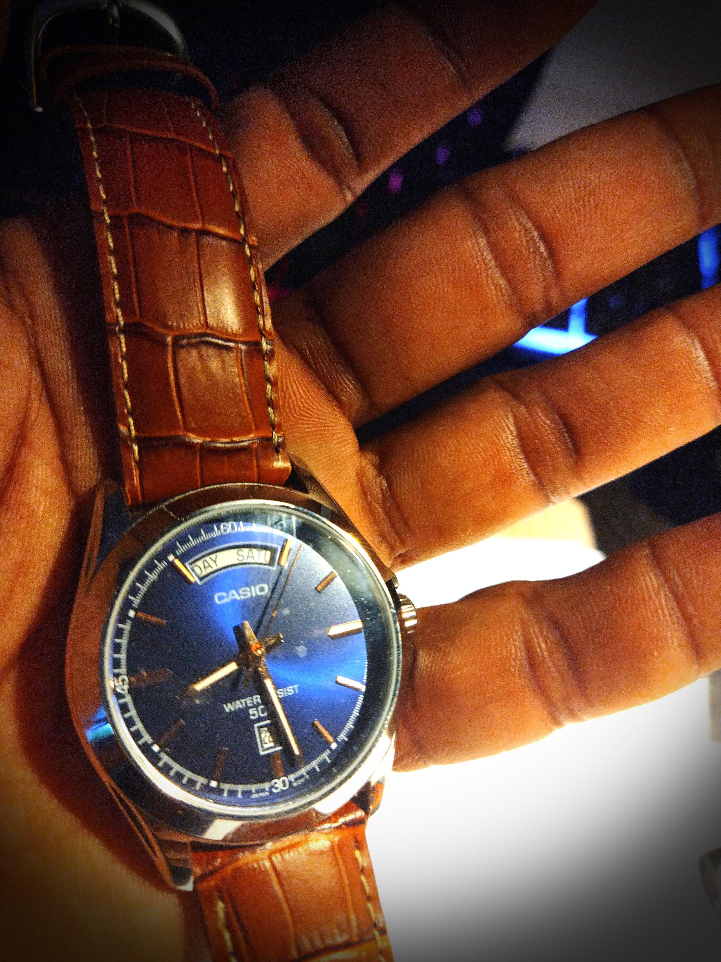 Casio blue face dress watch, Men's Fashion, Watches & Accessories ...