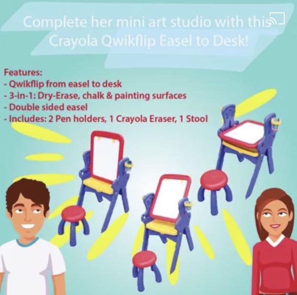 Crayola 2 in 1 Easel to desk whiteboard and blackboard with stool ...