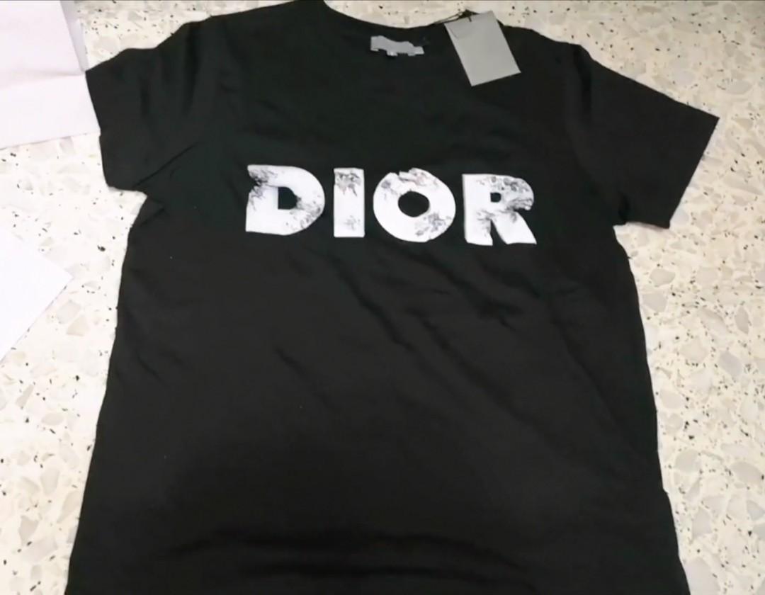 Dior Black Logo Wording Tee, Luxury, Apparel on Carousell