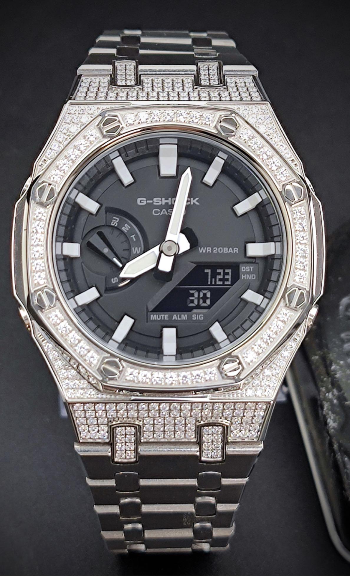 G-Shock Gshock Casioak FULL DIAMOND CRYSTAL BLING BEZEL DESIGN GA2100 ...