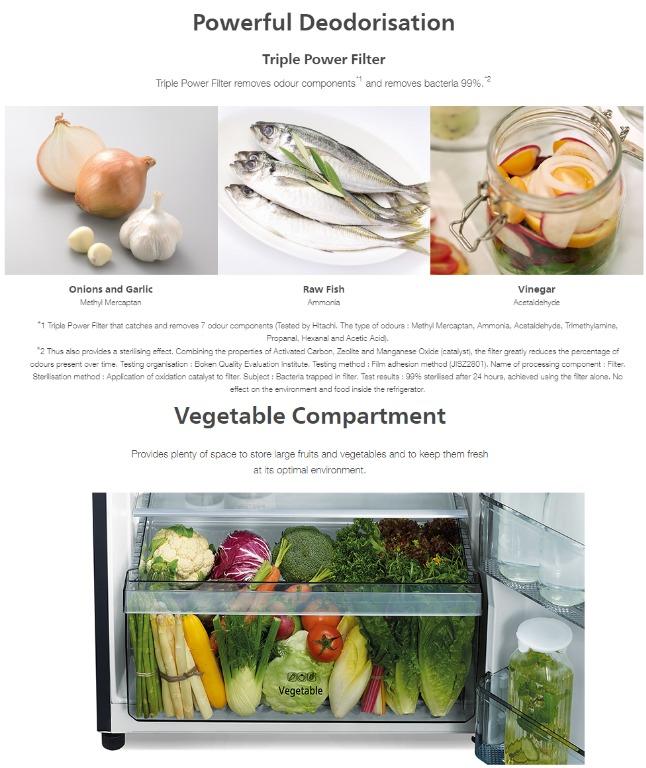 HITACHI R-VX410PMS9 340L BRILLIANT SILVER/BLACK STYLISH TOP FREEZER ...