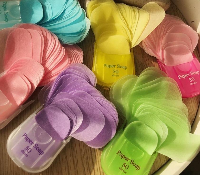 (3 x 50 sheets) Japan paper soap portable sanitize disposable paper ...