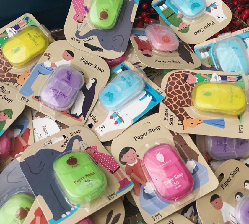 (3 x 50 sheets) Japan paper soap portable sanitize disposable paper ...