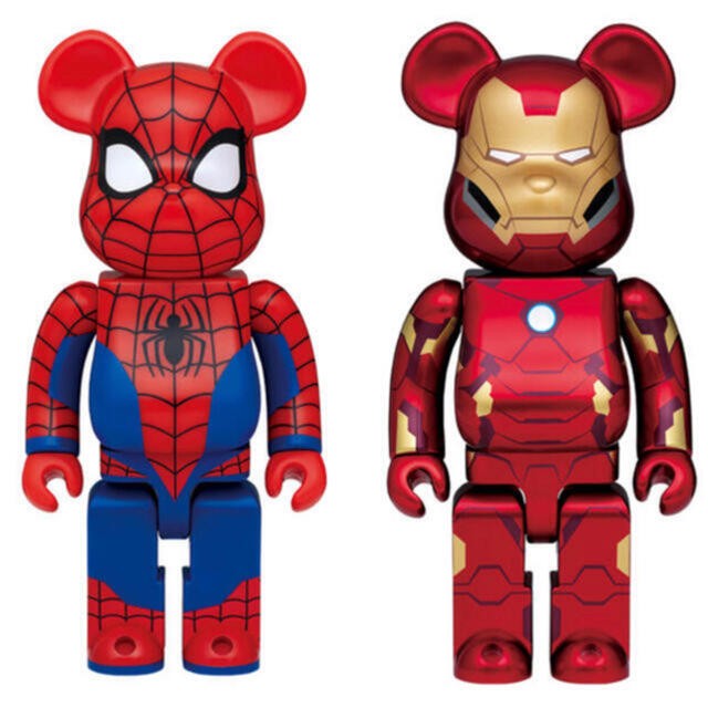 Marvel Lottery Spiderman & Iron man 400% Bearbrick, Hobbies & Toys ...