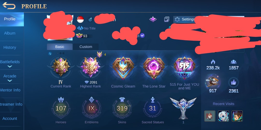 Mobile Legends Mlbb MPL Hide History Stacked Account, Video Gaming ...