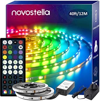 Novostella 40ft/12m RGB LED Strip Light Kit with Remote, Flexible ...