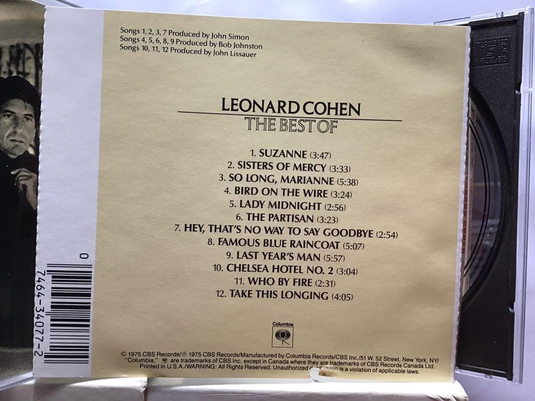 CD Best of Leonard Cohen OOP USA ORIGINAL US PRESS Anubis Classic Rock, Hobbies & Toys, Music ...