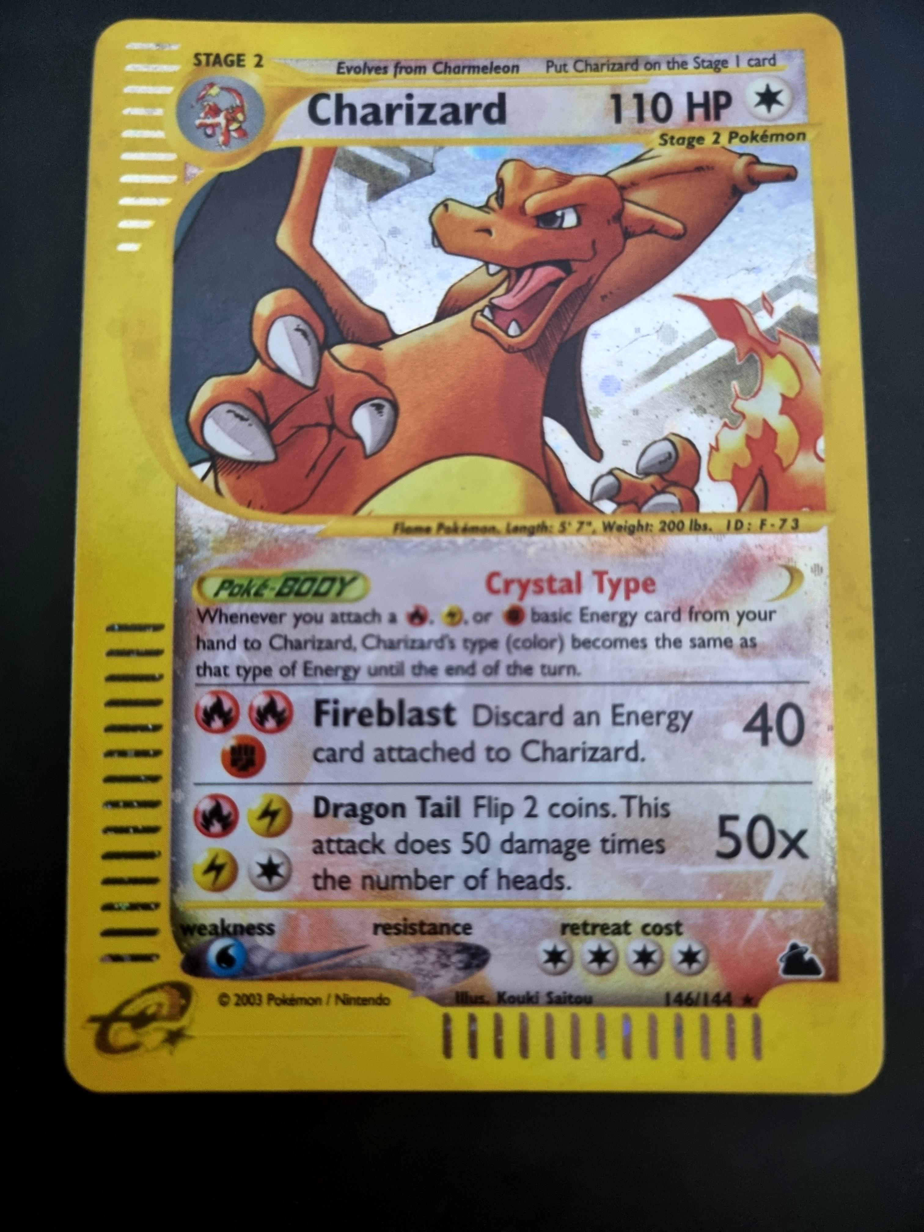Pokemon Card 2003 Skyridge E- series Crystal Charizard Holo 146/144 ...