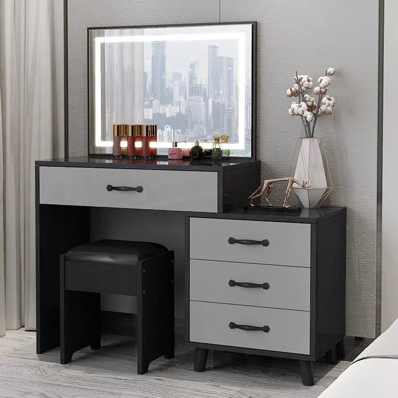 [READY STOCK] 80cm Black Dressing table with drawer cabinet & LED ...