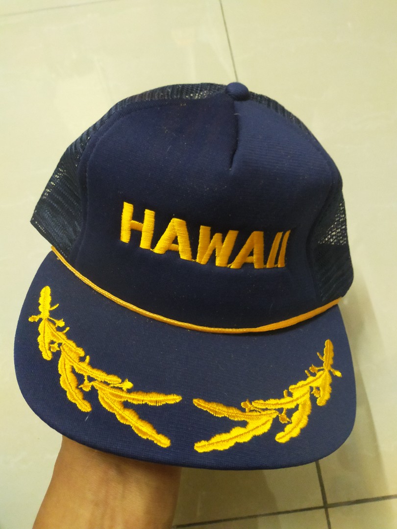 vintage topi hawaii bunga padi hat cap biru taiwan, Men's Fashion ...
