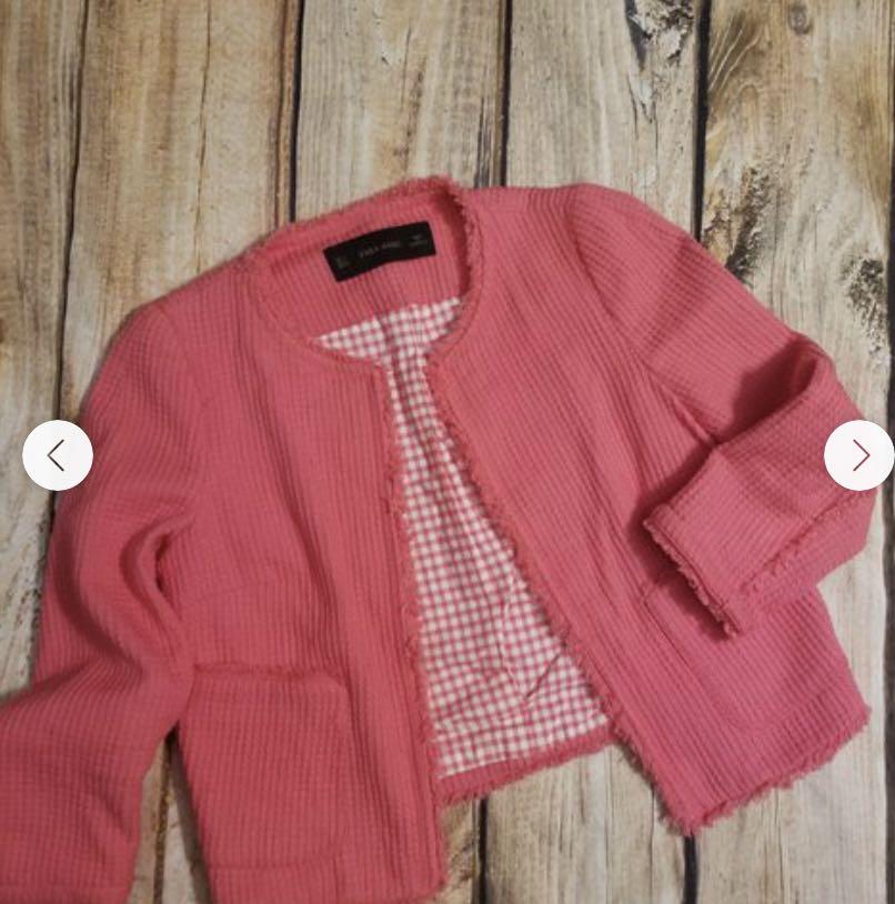 Zara Tweed Blazer in pink, Women's Fashion, Coats, Jackets and ...
