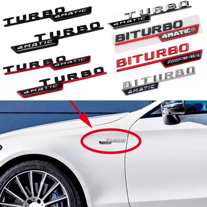 1 pair 3D letter sticker BITURBO AMG logo TURBO 4MATIC emblem for ...