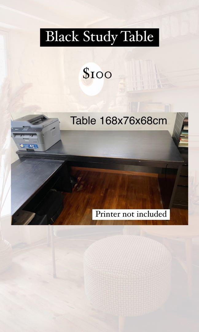 Black Study Table, Furniture & Home Living, Furniture, Tables & Sets on ...